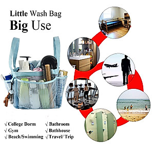 Haundry Mesh Shower Caddy Tote, Large Shower Caddy Bag for College Dorm Room Essentials, Bathroom Organizer with 8 Pockets for Beach Swimming Camp Gym