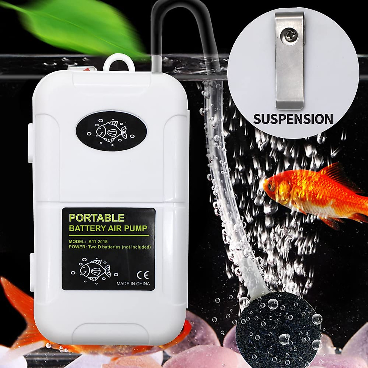 HUIXHAO Portable Air Pump, Aquarium Air Pump, Aeration Up to 6 Gallons, Fish Tank Air Bubble Aerator for Fish Tank, Fishing Etc