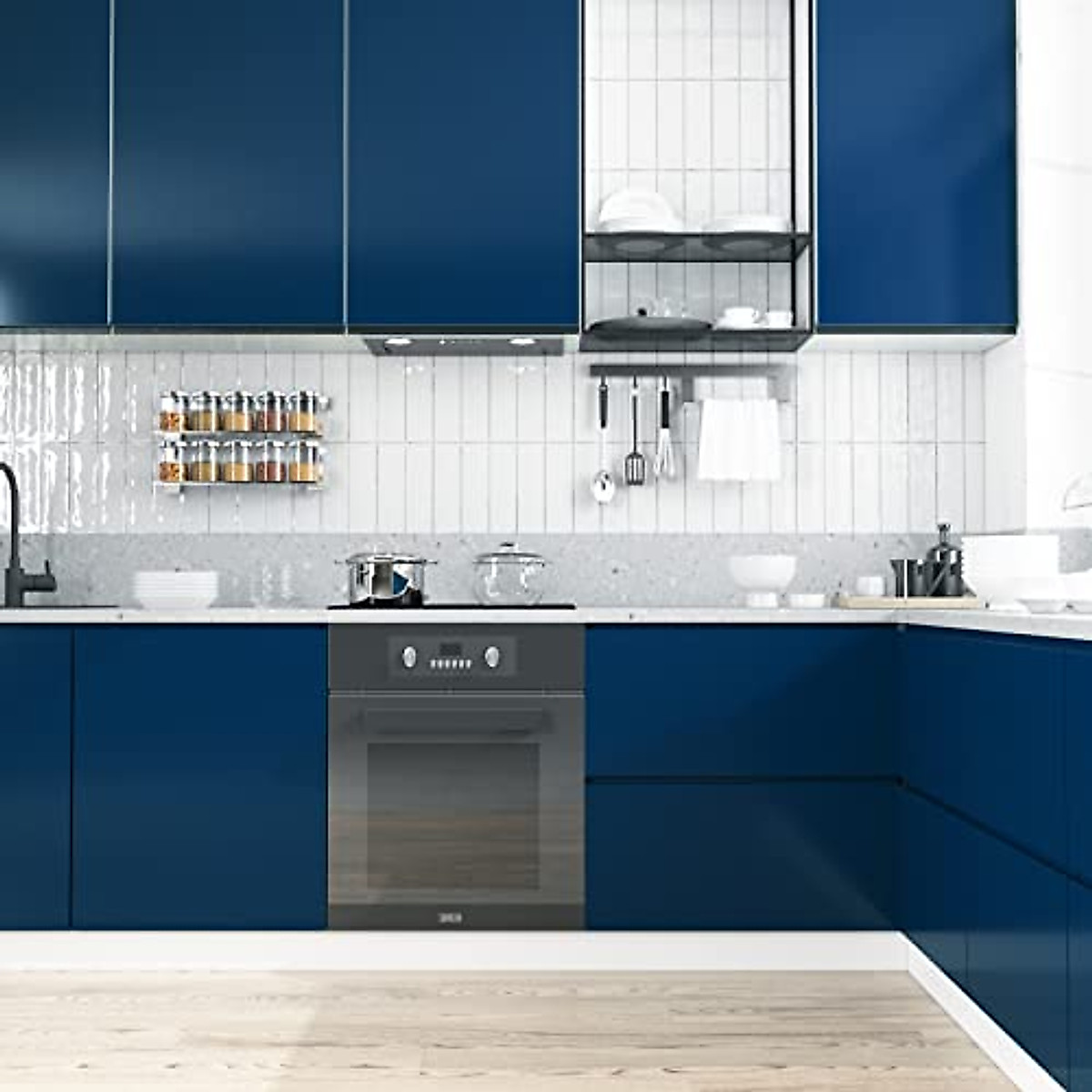 WESTICK Navy Peel and Stick Wallpaper Blue Contact Paper Self Adhesive Removable Cabinet Contact Paper Dark Blue Wallpaper for Kids Bedroom Walls Matte Blue Wall Paper Solid Color 17.71" x 196"