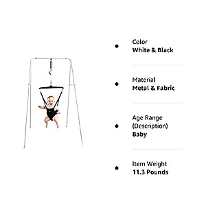 Jolly Jumper **CLASSIC** - Black Saddle- The Original Jolly Jumper with stand. Trusted by parents to provide fun for babies and to create cherished memories for families for over 75 years.