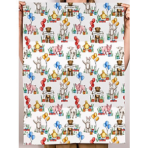 CENTRAL 23 Happy Birthday Wrapping Paper For Boys And Girls - 6 Sheets Gift Wrap - Cute Country Farm Animals - For Boys Girls - Kids Wrapping Paper - Comes With Fun Stickers