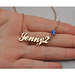 LikeFun Custom My Name Necklace with Birthstone Personalized Cobi Name Jewelry
