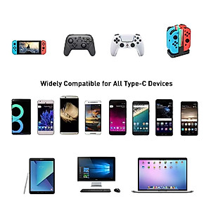 SIAWASE RONVEI Charger Cable, Charging Cable for PS4 and PS5 Controller, Xbox Series, Switch Controller and Playstation Accessories, Both Micro and USB-c Ports 10FT Black