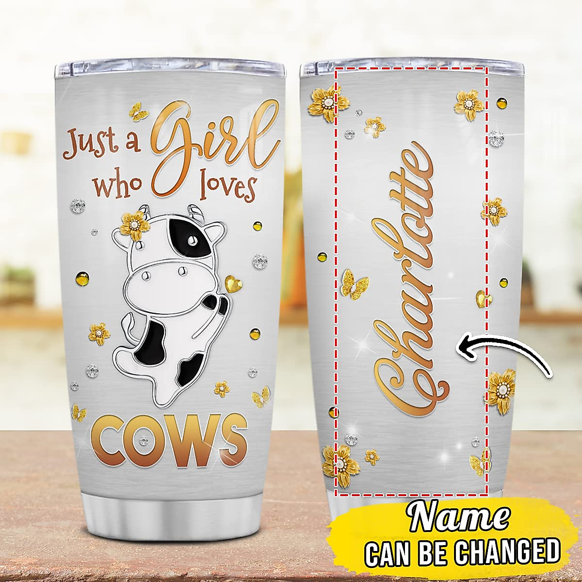 Wassmin Cow Gifts For Women Girl Cows Lovers Personalized Cow Tumbler Coffee Travel Mug Cup 20oz 30oz Jewelry Drawing Style Stainless Steel Tumblers with Lid Customized Gift Stuff Xmas Presents