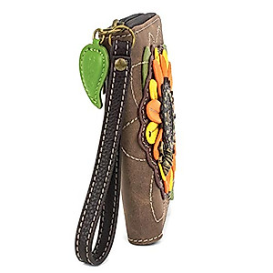 CHALA Handbags- Zip Around Wallet, Wristlet, 8 Credit Card Slots Sturdy Coin Purse for women (Sunflower)