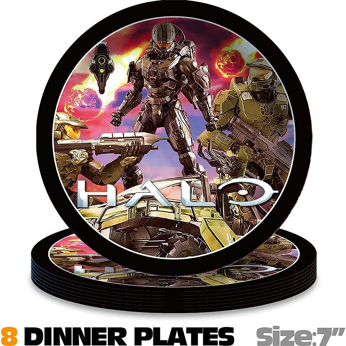 The Master Chief Birthday Party Supplies Chieftain Game Shooting Game Theme Birthday Party Decorations Set Banner Cake Topper Balloons Party Decorations for Kids