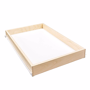 Sliding Pull-Out Shelf For Cabinets (Kitchen Cupboards, Pantry Drawers, Bathroom Storage) 2 3/8" Tall - 3/4 Slides & Base Mounting - Custom Clear Opening Width & Depth: (14.250" (1/4), 19.75" (3/4))