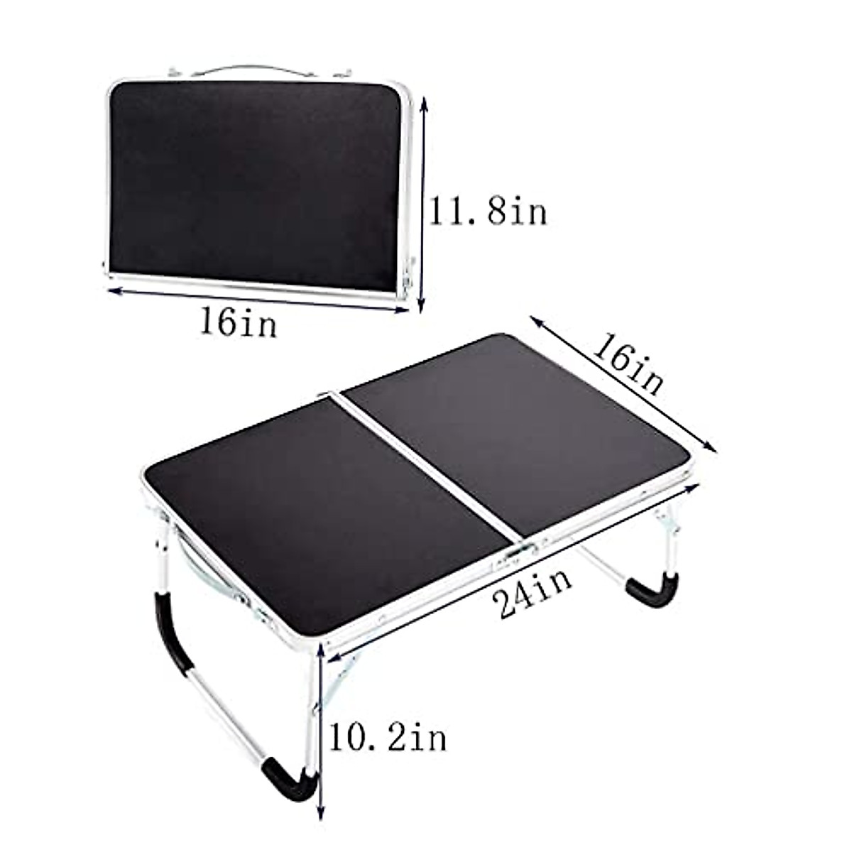 Amadj Foldable Laptop Table,Portable Standing Bed Desk, Bed Desk, Breakfast Serving Bed Tray, Portable Mini Picnic Table & Ultra Lightweight, Folds in Half with Inner Storage Space