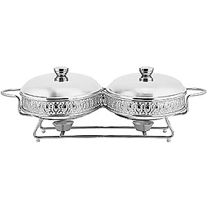 XENITE Food Heater - Buffet Server and Heater, Burner to Keep Food Warm, Hot Pot Buffet Set with Toughened Glass Lid, Clear Lid Server Hot Pot Buffet Set,(Size:2L,Color:Silver)