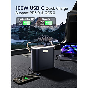 MOVE SPEED 80,000mAh Power Bank 130W Portable Power Station with Digital Display, Lighting, USB C 5-Port Support Solar Recharge for Outdoor Camping,Laptop,Emergency Backup(296Wh)
