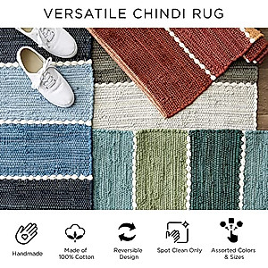 DII Chindi Rug Collection, Reversible, Recycled Yarn, Hand-Dyed, 2 Ft 3in x 6 Ft, Denim