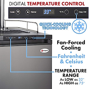 Kegco HBK309S-2K Full-Size Digital Homebrew Kegerator Dual Faucet Stainless with Ball Lock Keg, 1 count