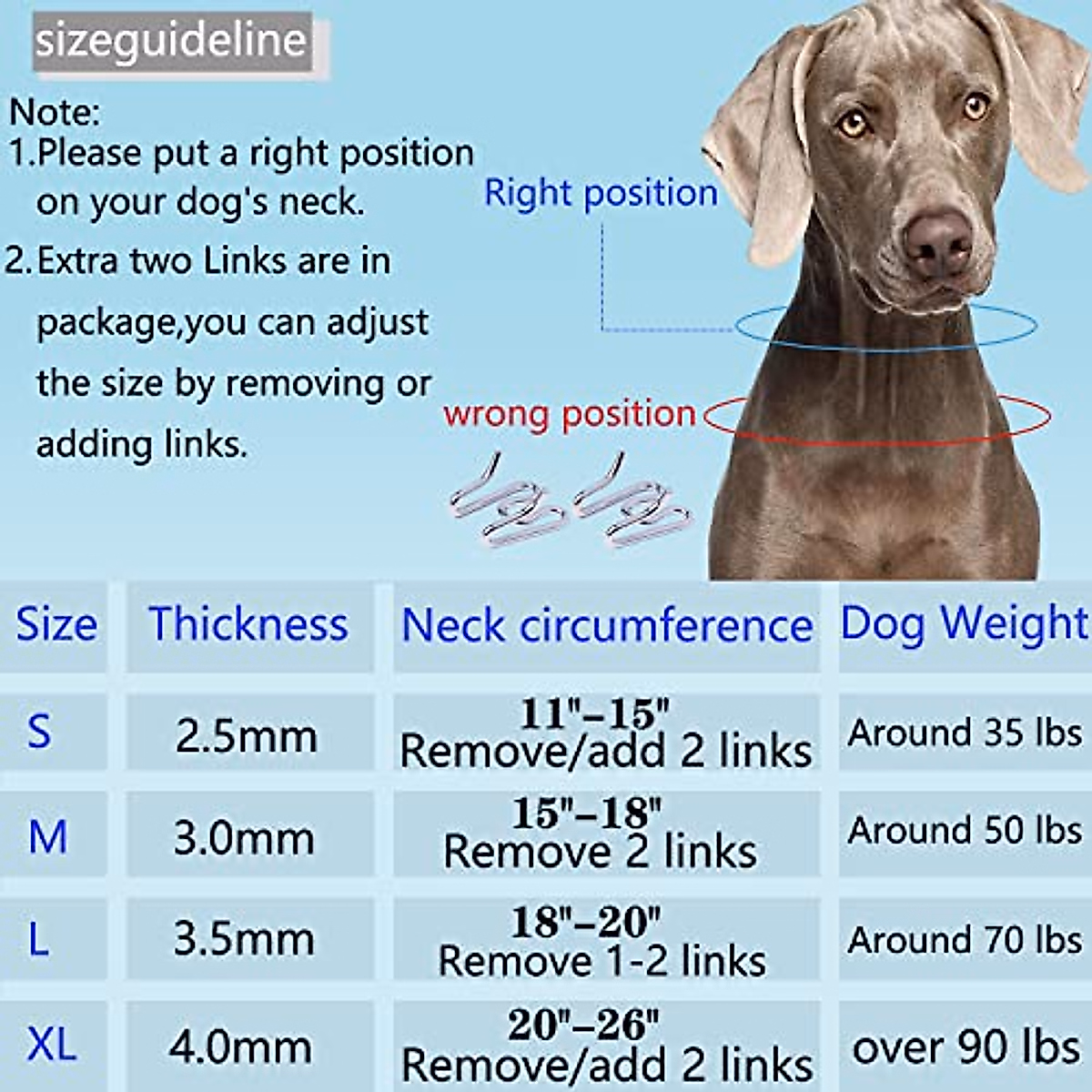 Prong Collar for Dogs, Pinch Collar for Dogs, Adjustable Dog Training Collar with Metal Quick Release Buckle for Small Medium Large Dogs (M Neck: 15"-18''