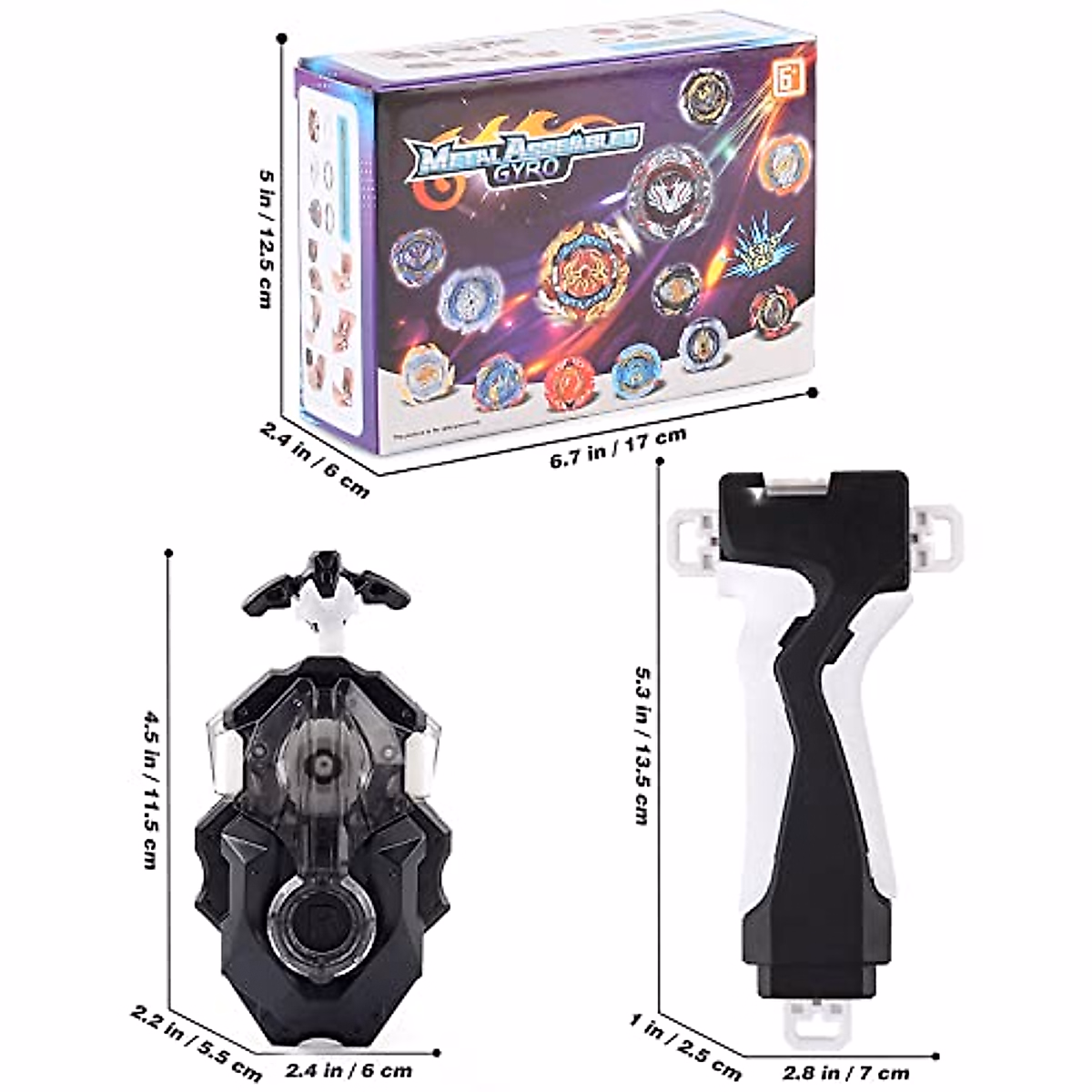 Desamvap Bey Battling Tops Burst Launcher and Grip, B-184 Custom Bey Launcher LR Left Right Spin DB Layer System Compatible with All Bey Burst Series (Black)