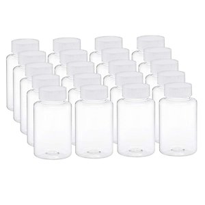 uxcell 5 oz/150ml Plastic Lab Chemical Reagent Bottle Wide Mouth Liquid/Solid Storage Container Clear Bottles w Tamper Evident Caps 20pcs