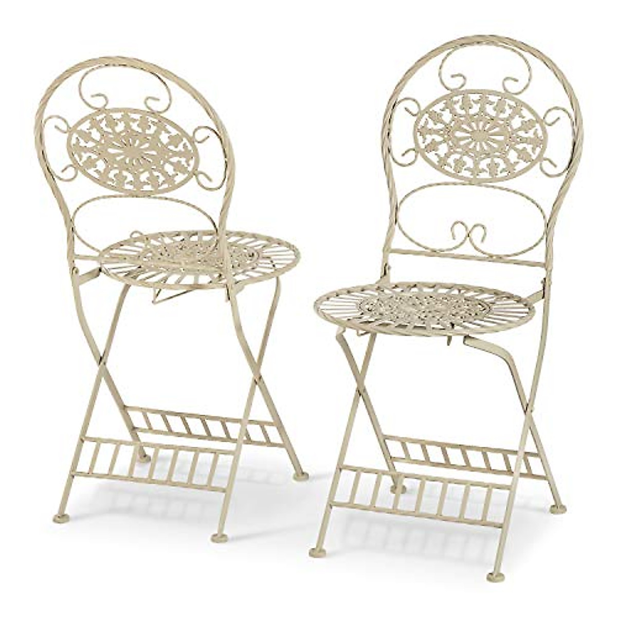 ALPINE 3-Piece Floral Bistro Outdoor Conversation Set for Patio, Yard, Garden, 28-Inch Tall, White