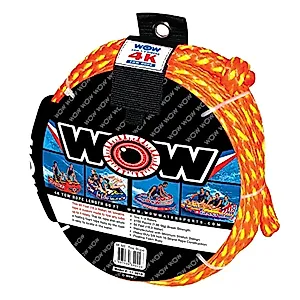 WOW Sports World of Watersports 4k 60 ft. Tow Rope with Floating Foam Buoy 1 2 3 or 4 Person Tow Rope for Boating, 11-3010