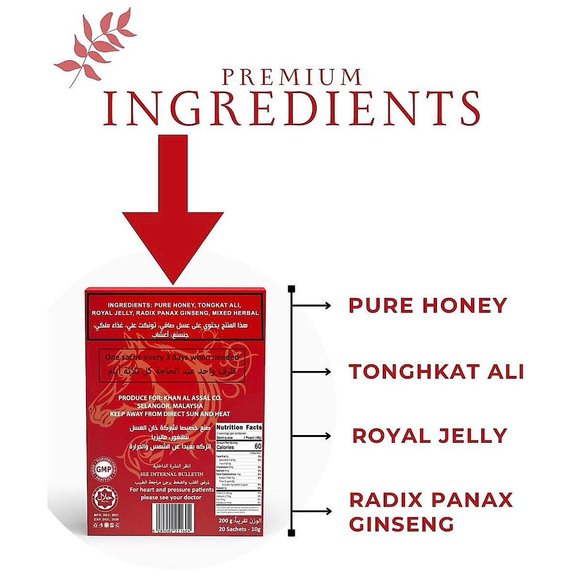 AR&R Organic Honey with Natural Jelly Bee Pollen - Large Pack 20