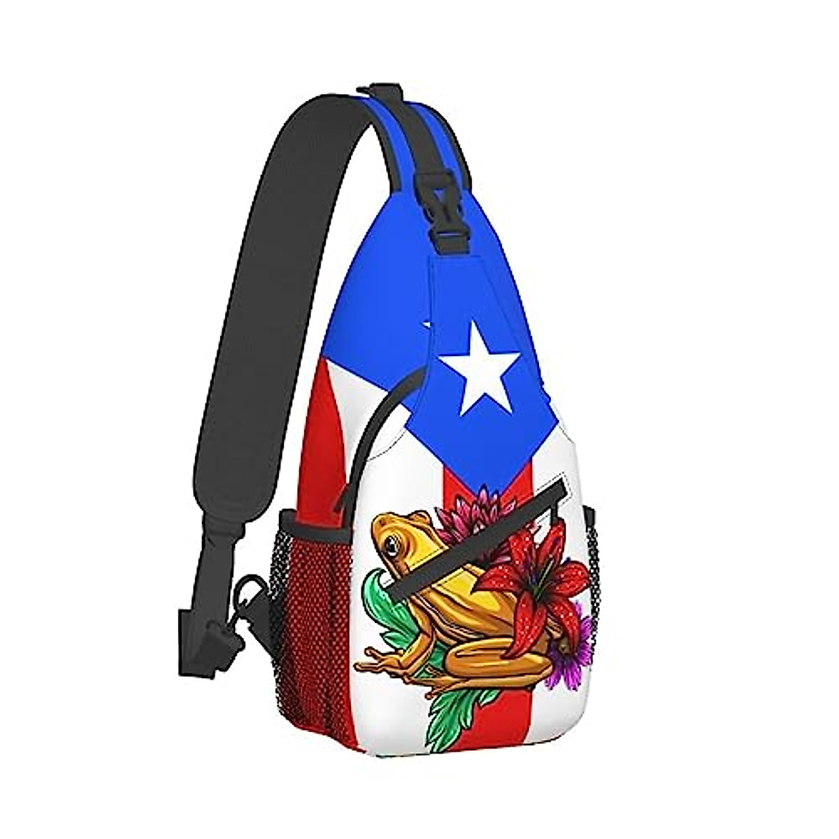 MANQINF Puerto Rico Flag Sling Bag,Multipurpose Crossbody Backpack Shoulder Chest Bag for Women Men Travel Hiking Daypack