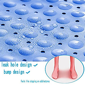 niceeshop Bath & Shower Mat & Bathroom Anti-Slip Mat, Extra Long Non-Slip Bath Mat (39" x 16"), Machine Washable Bath Tub Mat for Bathroom (Large Size Pure Blue)