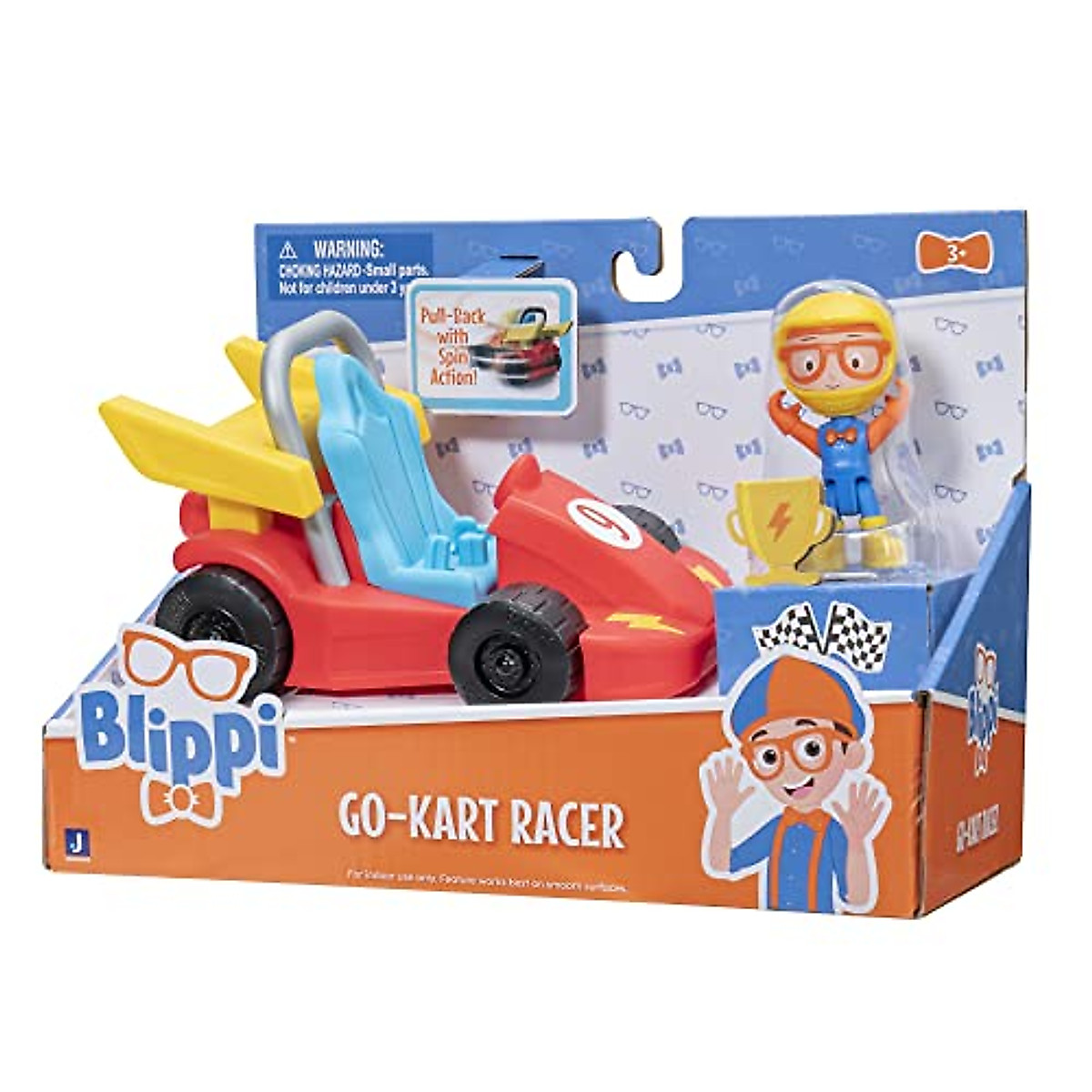 Blippi Go-Kart Racer Pull Back Vehicle - Features Racer Figure - Toys for Kids and Preschoolers