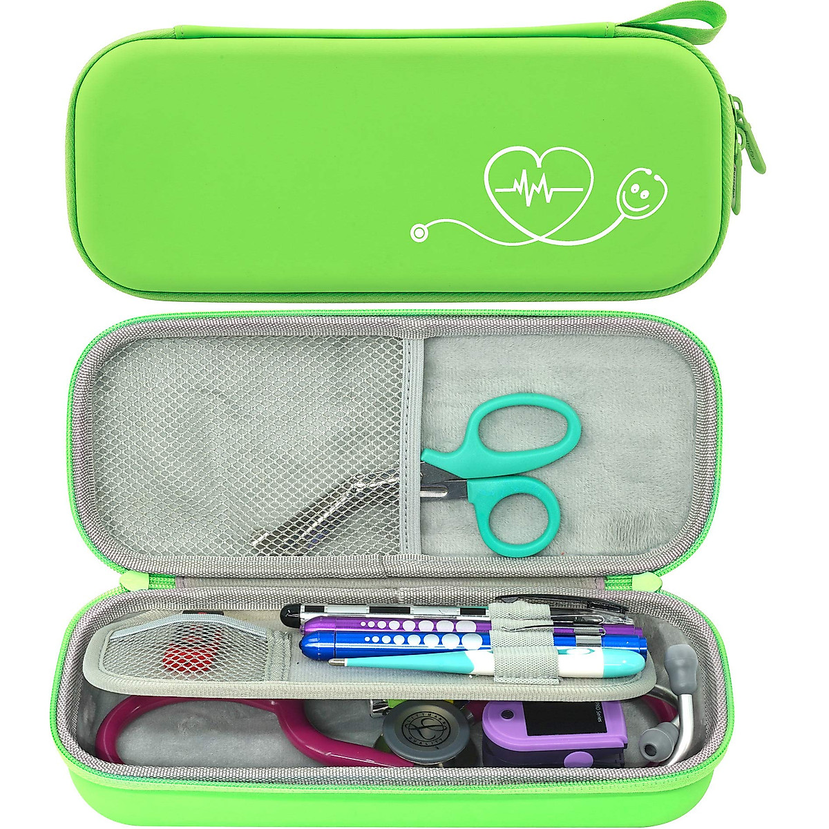 ButterFox Premium Stethoscope Case with Divider and ID Slot for 3M Littmann Classic III, Cardiology IV Diagnostic and More Stethoscopes with Pocket for Nurse Accessories (Lime Green)