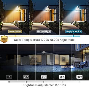 USTELLAR 2 Pack 50W Smart Outdoor LED Security Light Tunable White 2700K-6500K Motion Sensor Exterior WiFi Flood Light Fixture Alexa Warm Wired Floodlight Google Outside Spotlight House Yard Garage