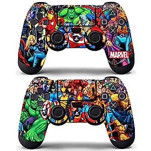 Vanknight Skin Covers Vinyl Stickers Cover Heroes Wrap for PS4 Controller Remote Skin Super Heroes (2 Pack)