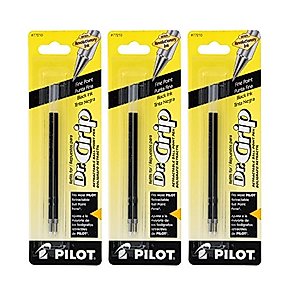 Pilot Better/EasyTouch/Dr Grip Retractable Ballpoint Pen Refills, 0.7mm, Fine Point, Black Ink, Pack of 3