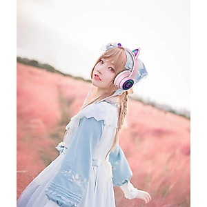 Zuri Sana Cat Ear Gaming Headphones Wired AUX 3.5mm with LED Light, Foldable Stereo Game Music Sound Over-Ear Headsets with Microphone Kids Adult Gift for PC, PS4, Switch, Cellphone, Pad, Laptop