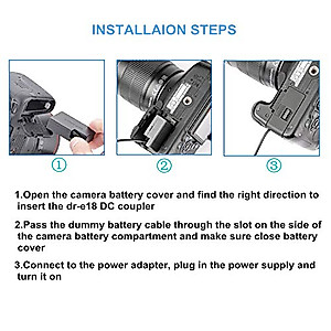 ACK-E18 DR-E18 Continuous Power Adapter LP-E17 Dummy Battery for Canon Rebel T7i T6i T8i EOS RP SL2 SL3 200D 200D II 250D 750D 760D 800D 77D 8000D Kiss X8i X9i X10 T6S Camera by Tengdaxing