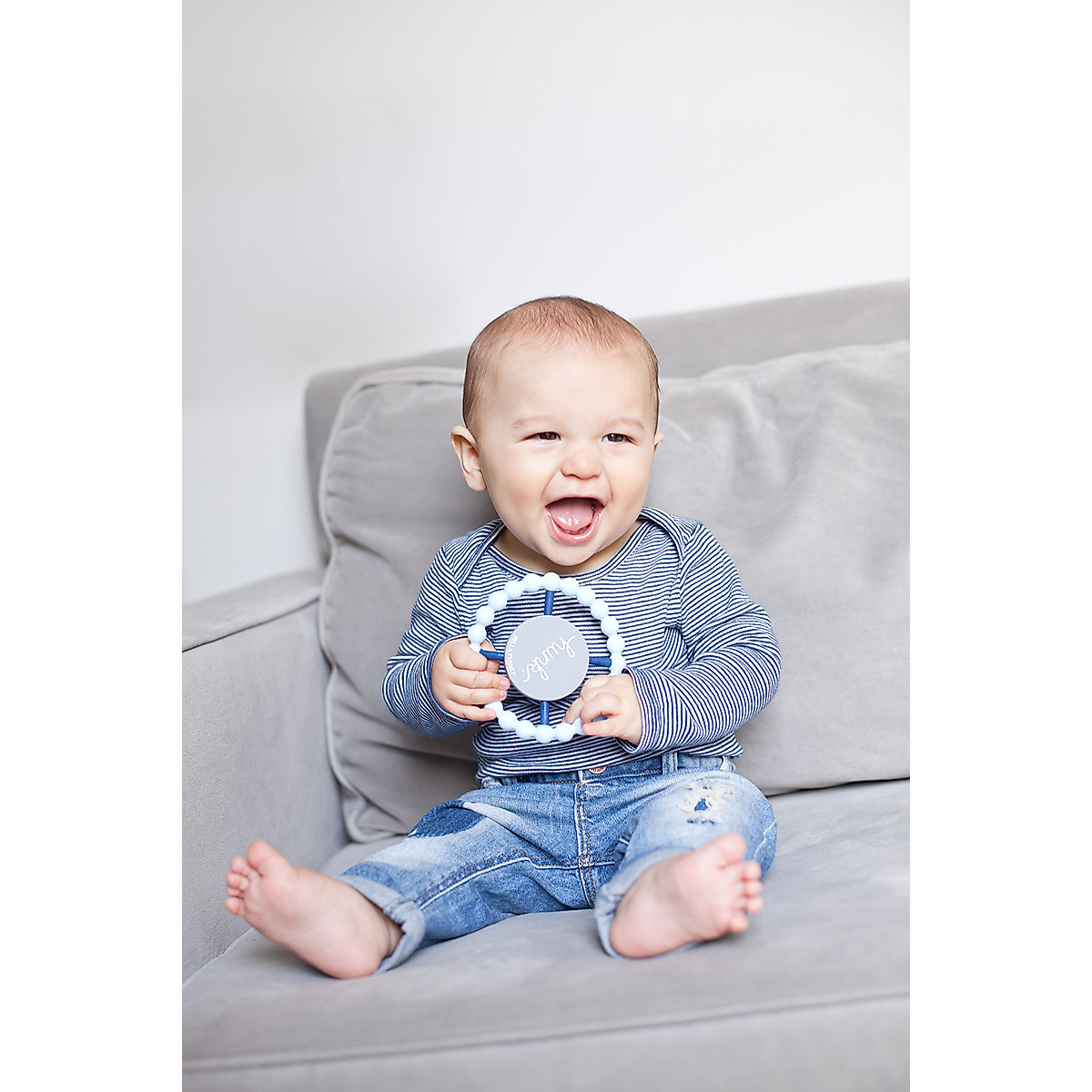 Bella Tunno Happy Teether for Boys – Soft & Easy Grip Baby Boy Teether Toy, Silicone Teether Ring to Help Soothe Gums, Non-Toxic and BPA Free, Hunk