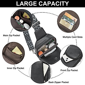 CLUCI Sling Bag for Women, Crossbody Bags for Women, Cross Body Bag for Woman, Small Leather Crossbody Bags for Women Travel Sling Backpack Black