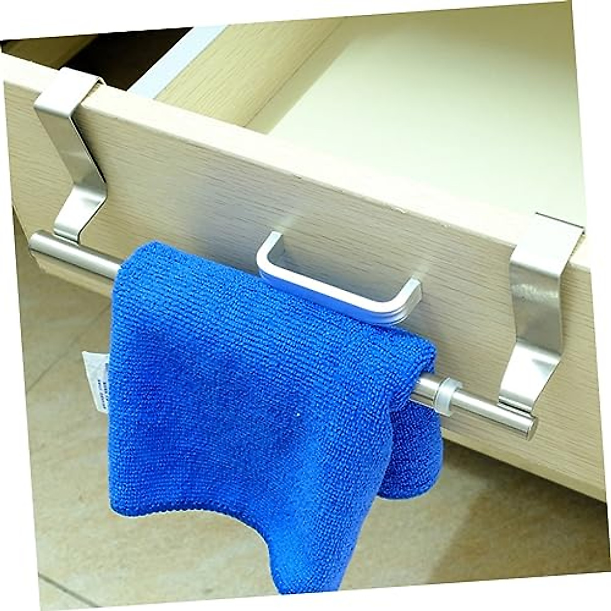 HOOTNEE 2pcs Stainless Steel Rack Towel Holder Over Cabinet Towel Rack Towel Stand Towel Racks Towel Hanger Over Cabinet Towel Storage Rack Kitchen Towel Hanger Bath Towel Rod Silver