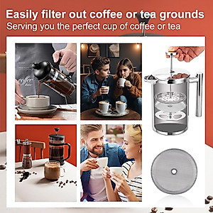 Rukinovi 6 Pieces 4 Inch French Press Filter for 1000 Ml,34 Oz,8 Cup French Press Coffee Maker.Stainless Steel Replacement Parts for French Press Coffee Maker (6)