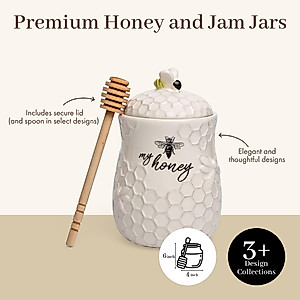 Young's Inc. Ceramic Honey Jar with Wooden Honey Dipper - Farmhouse Kitchen Decor - Tea Accessories