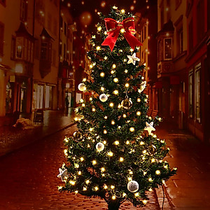 Qedertek Solar String Lights 72ft 200 LED Fairy Christmas Lights, 8 Modes Ambiance Lighting for Outdoor, Patio, Lawn, Landscape, Fairy Garden, Home, Wedding (Warm White)