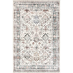 nuLOOM Bex Faded Stain-Resistant Machine Washable Area Rug, 9' x 12', Ivory Multi