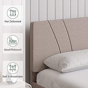 Novilla Queen Size Platform Bed Frame with Adjustable Headboard Upholstered Bed Frame Queen No Box Spring Needed, Noise Free, Easy Assembly, Beige
