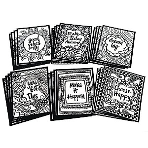 S&S Worldwide Think Positive Velvet Art Posters, 4 each of 6 Designs, Inspirational Quotes - Dream Big, Good Vibes Only & More, Color With Markers or Colored Pencils, 8" x 10" Cardstock, Pack of 24.