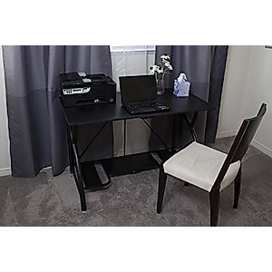Origami Folding Computer Desk for Office Study Students Bedroom Home Gaming and Craft | Space Saving Foldable Design, Fits Dual Monitors and Laptop, Collapsible, No Assembly Required | Black, Large (RDE-01)