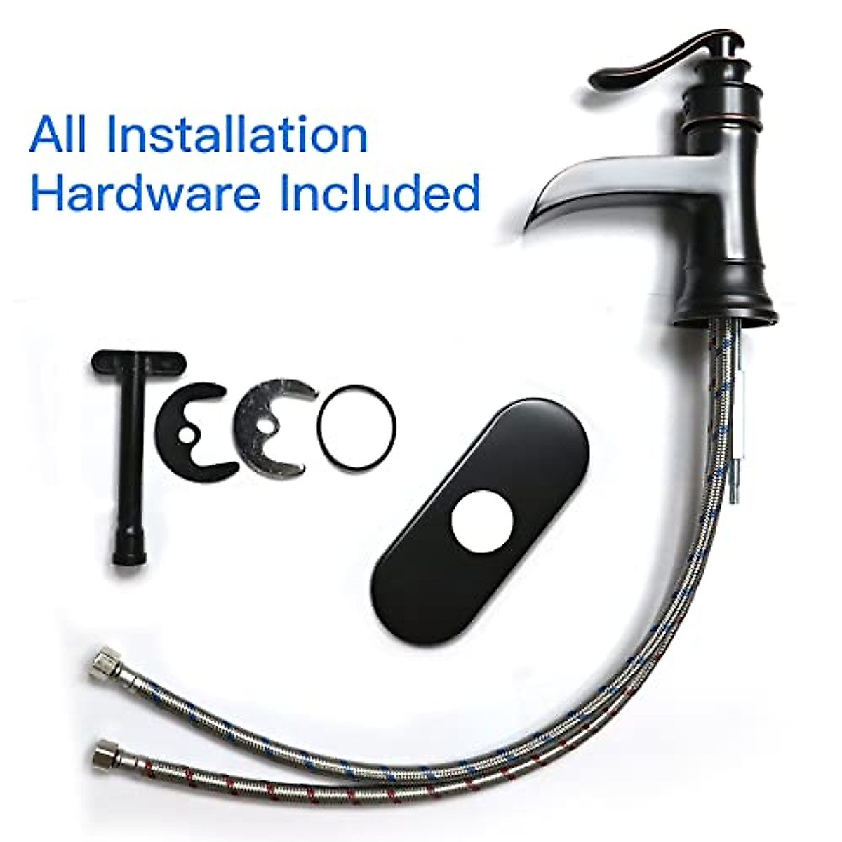 BWE Waterfall Bathroom Faucet Oil Rubbed Bronze Single-Handle One Hole Sink Faucet Farmhouse Bath Vanity Lavatory Restroom Faucets Antique