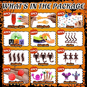 PURPERCAT 349 Pcs Halloween Party Favors Halloween Treats Toys in Bulk Goodie Bags Stuffers Halloween Pinata Fillers Halloween Trick or Treat Classroom Party Supplies, Treasure Box Toys