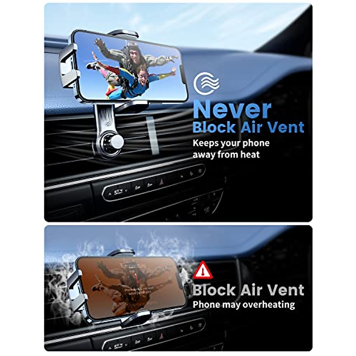 eSamcore Car Vent Phone Mount, Car Phone Holder Mount with Swing Arm Air Vent Clip Car Mount Cell Phone Holder Car for iPhone 12/13 Pro Max & All 4.7" - 6.9" Android Smartphone