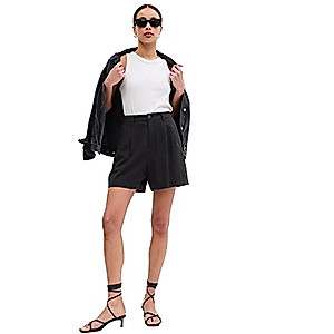 GAP Womens Pleated Linen Shorts True Black 10