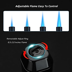 PROMISE Torch Lighters, Butane Lighters Refillable Single Jet Flame for Candle Grill BBQ Camping Gas Not Included (2 Pack BL&RD)