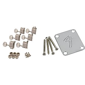 Fender Road Worn Vintage Style Electric Guitar Tuning Machine Heads & F Neckplate Chrome