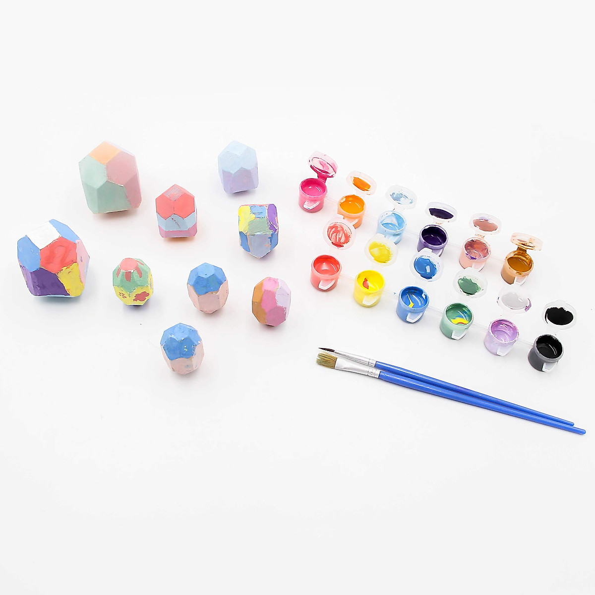 MERRYHEART 16PCS DIY Wooden Balancing Stones, Wooden Building Blocks with Pigment Stacking Game, Rock Blocks Educational Puzzle Toy