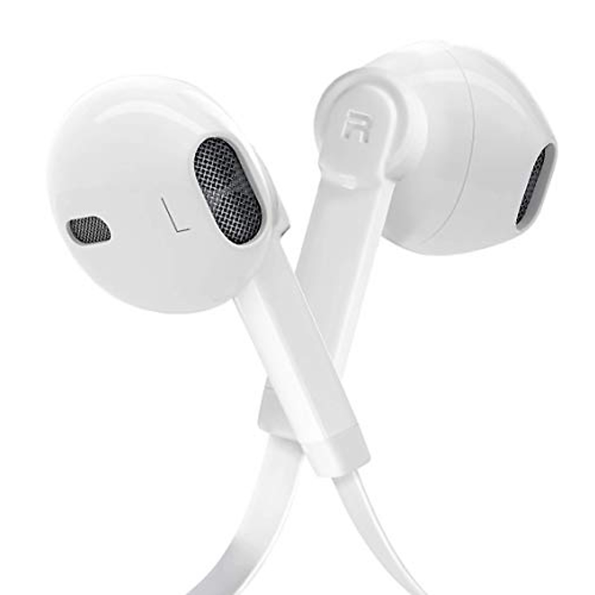 Noise Isolation Earphones Premium Sound Headphones Earbuds Bass Enhance Stereo with Microphone Remote Control Compatible for Cell Phone/Tablets-White