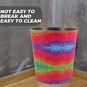 Ipetboom Bathroom Trash Pu Garbage Can Leather Trash Bucket Round Wastebasket Large Capacity Trash Container Decorative Leather Waste Bins for Bathroom Bedroom Living Room Office